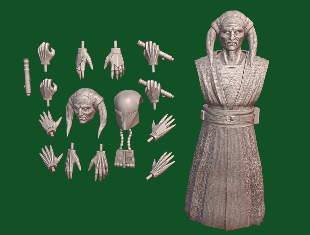 1:12/18/6 Saesee Tin Jedi Master Clone Wars Unpainted Figure Kit Star ...