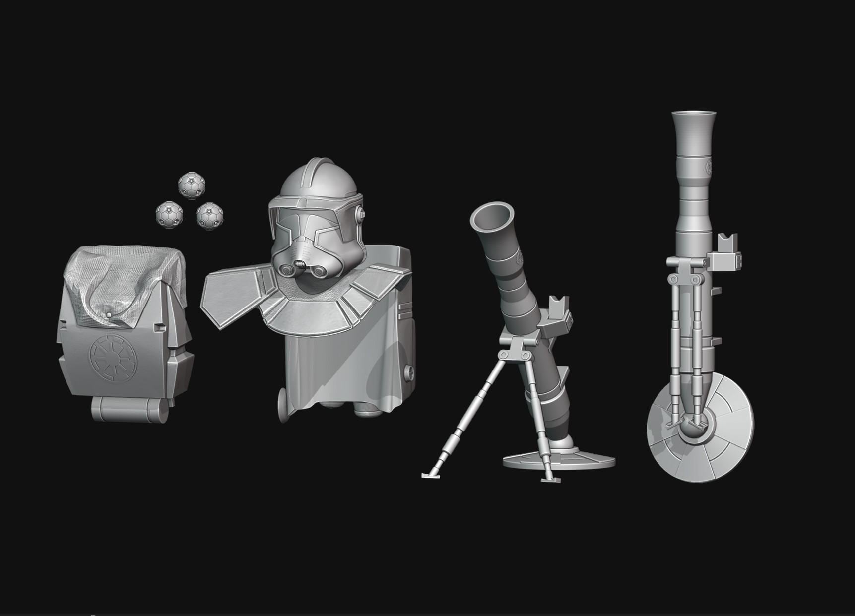 1:12/18/6 Scale Clone Artillery / Mortar Trooper Nonpainted 3D Printed ...