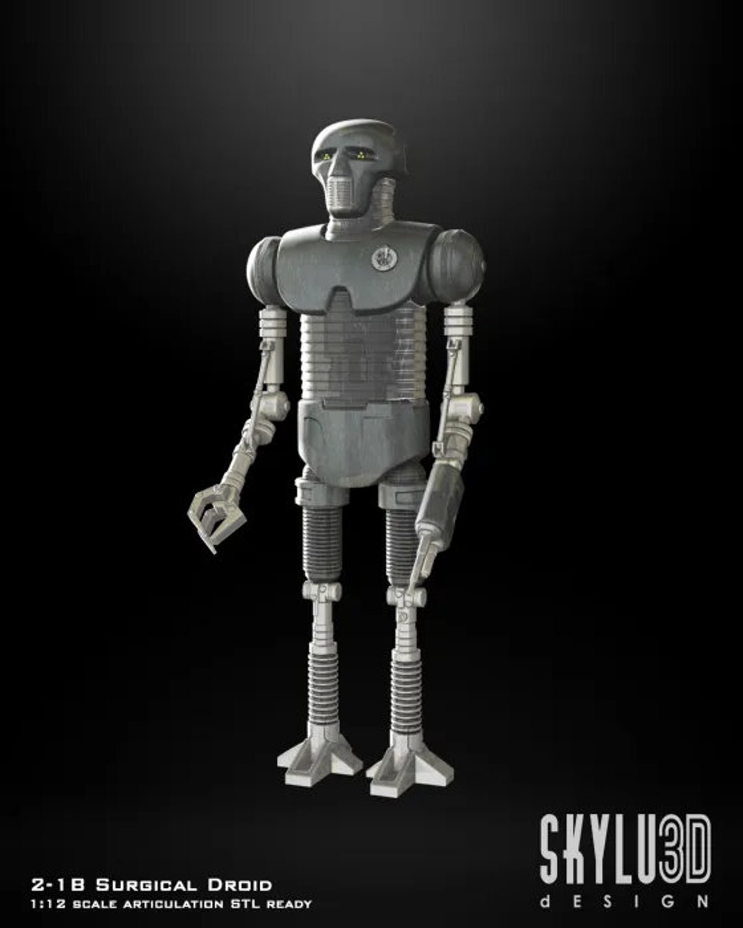 1:12/18/6 Scale 2-1B Surgical Droid Droid Unpainted 3D Printed Figure ...
