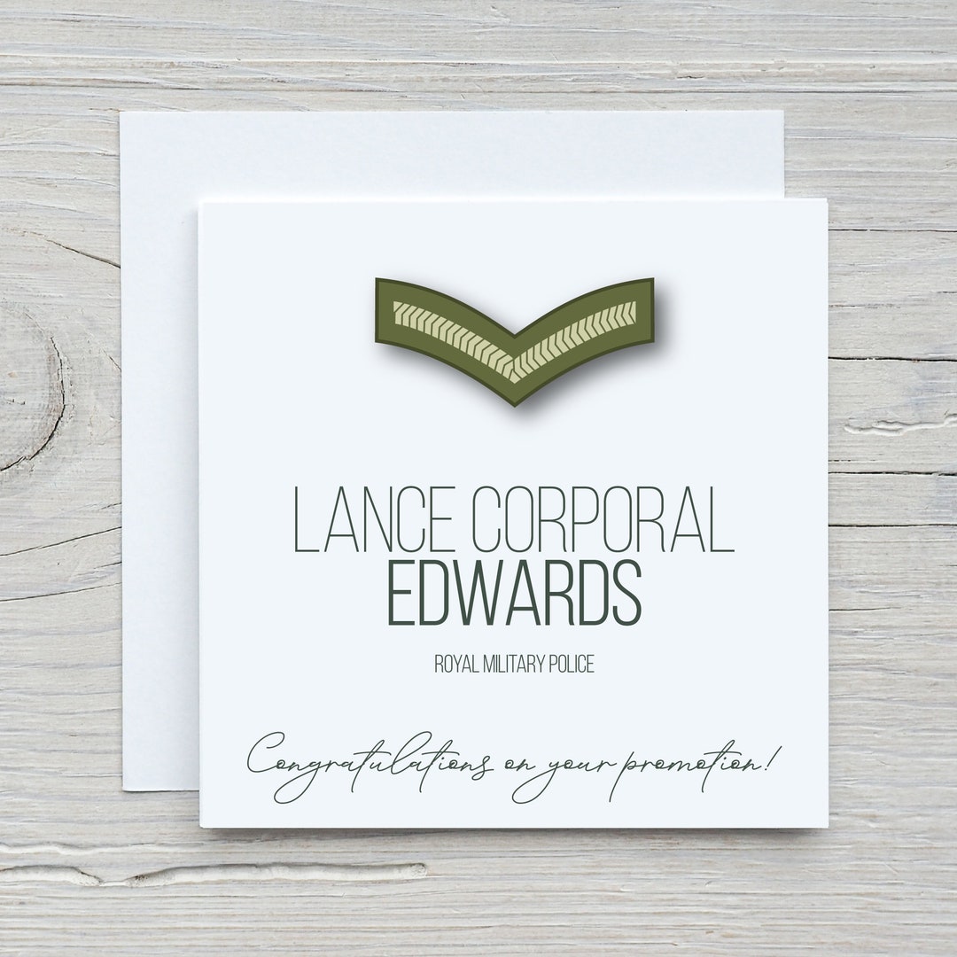 Personalised British Army Promotion Card for All NCO Ranks Lance ...