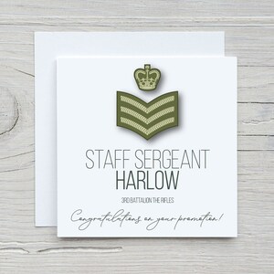 Personalised British Army Promotion Card for All NCO Ranks Lance Corporal, Corporal, Sergeant ...