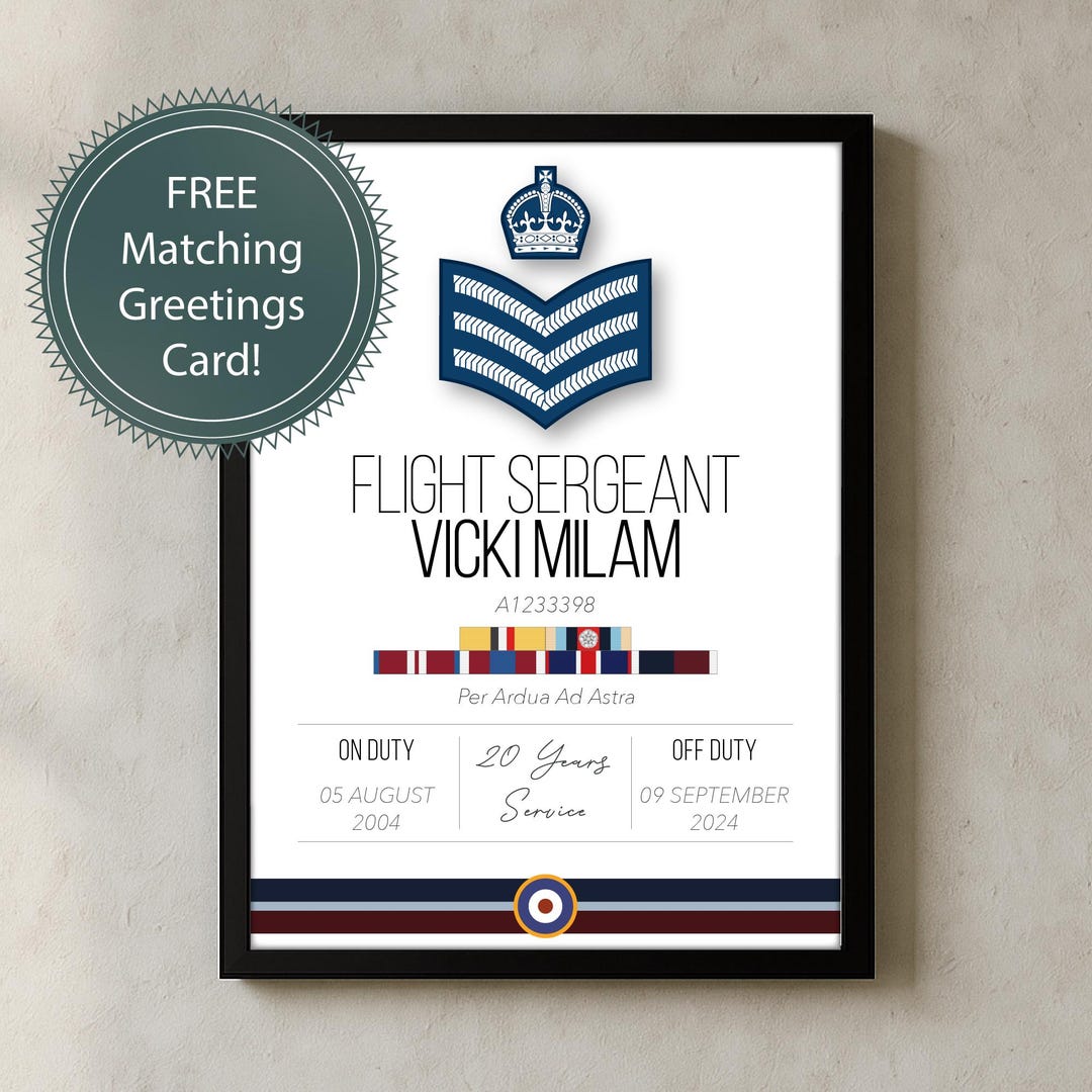Personalised RAF NCO Retirement/leaving Gift Print With Medals - Etsy UK