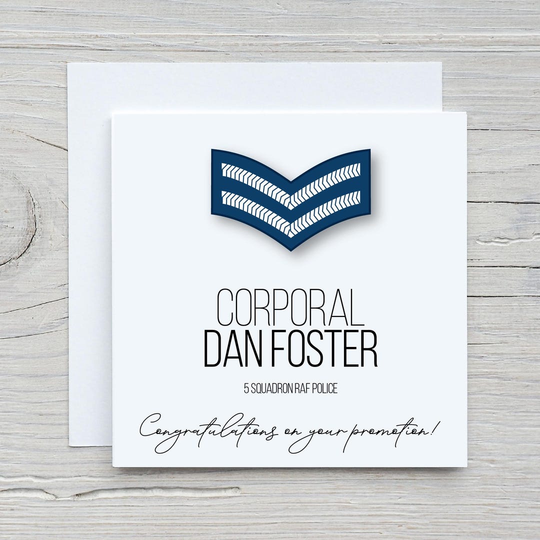 Personalised Royal Air Force Promotion Card for All RAF NCO Ranks - Air ...