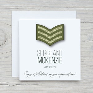 Personalised British Army Promotion Card for All NCO Ranks Lance Corporal, Corporal, Sergeant ...