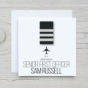 Personalised Airline Pilot Card | Captain / First Officer New Job ...