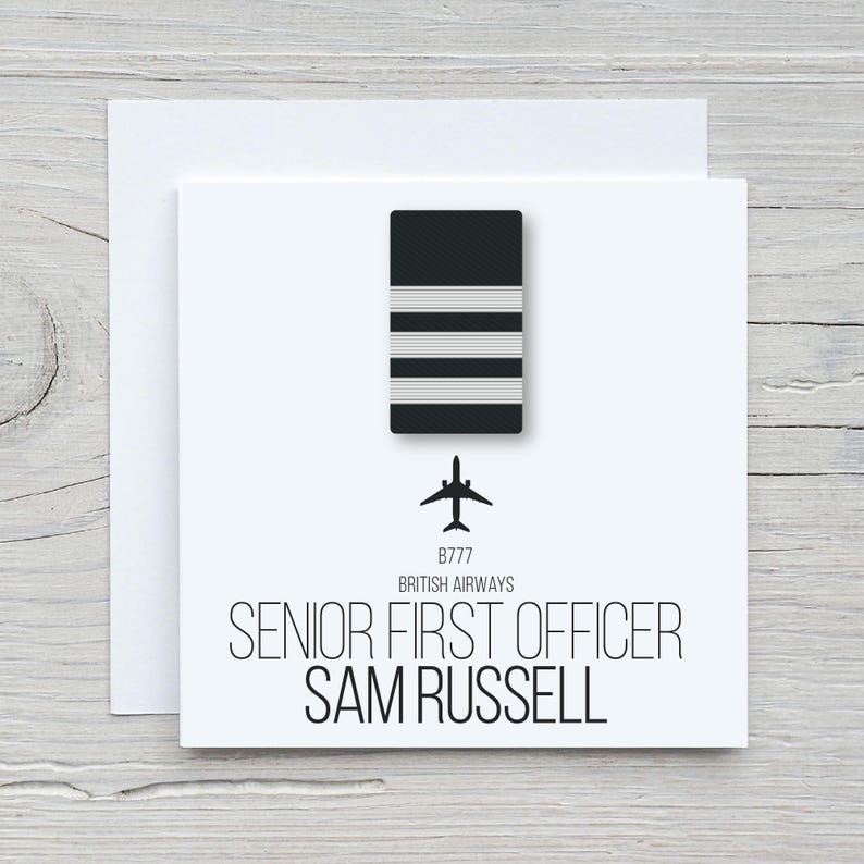Personalised Airline Pilot Card | Captain / First Officer New Job ...