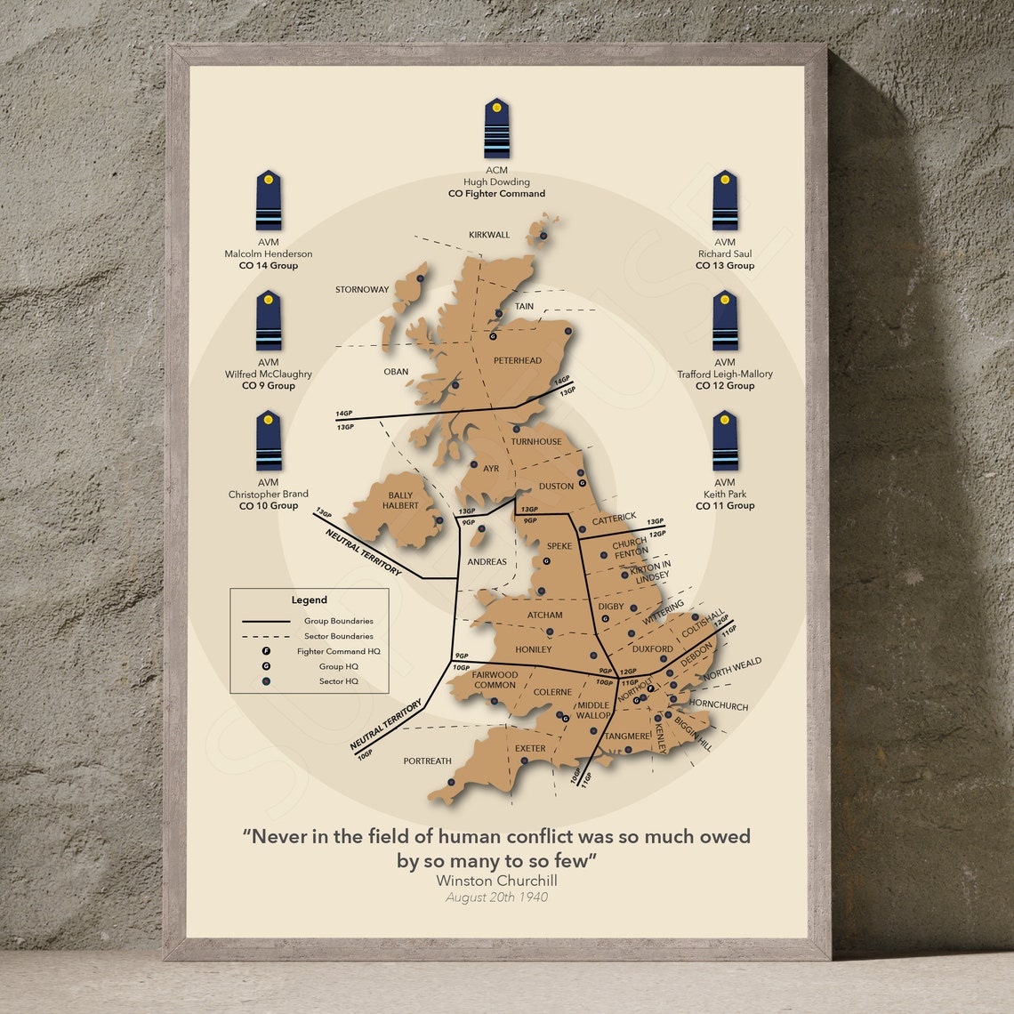Map of RAF Fighter Command Group and Sectors During the Battle of ...