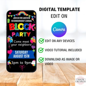 Block Party Invitation. Digital Animated Neighborhood BBQ or Potluck ...