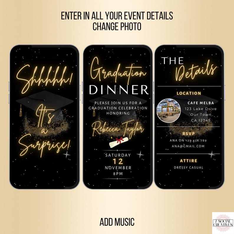 Surprise Graduation Dinner Invitation. Digital Animated College or High ...