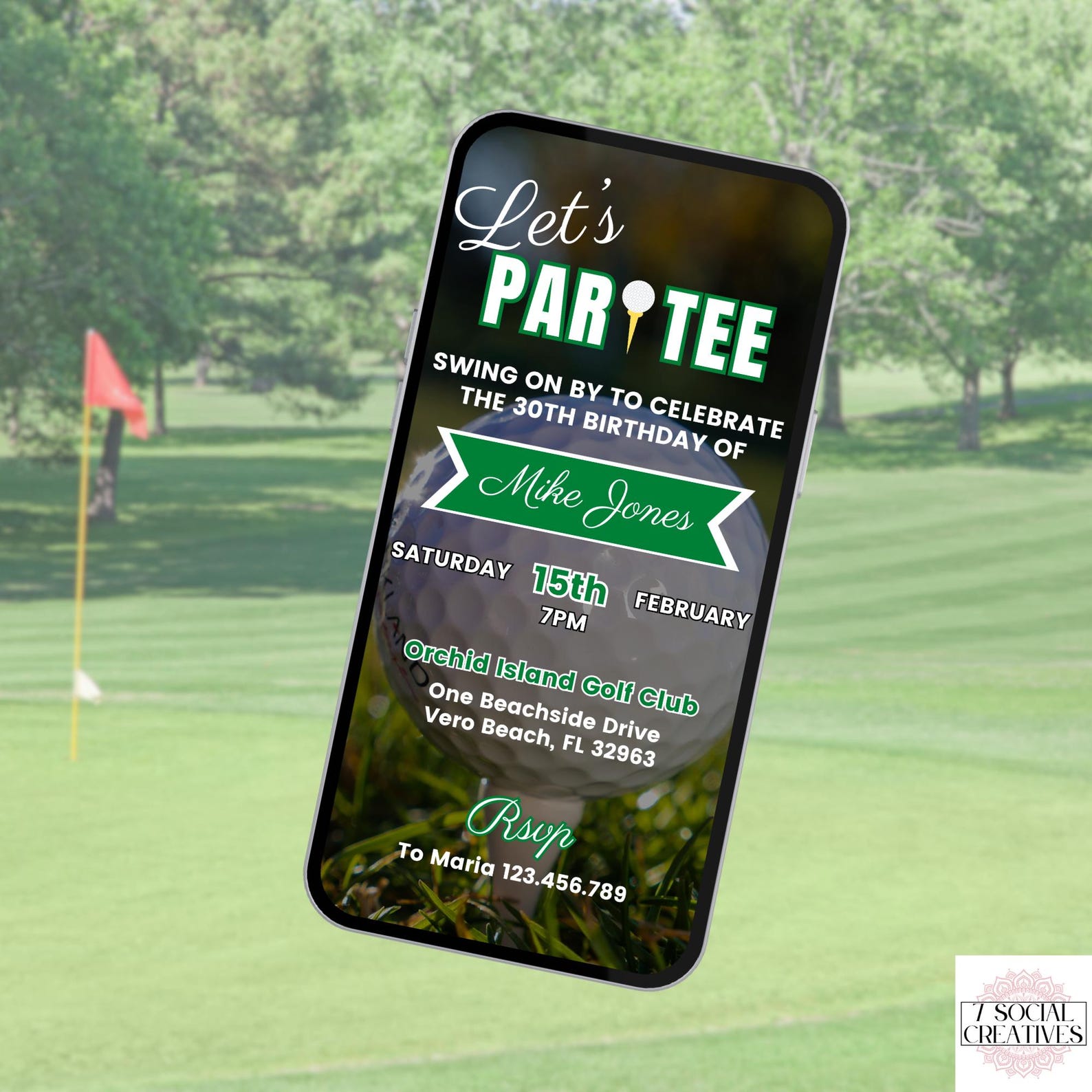 Golf Birthday Invite. Digital Animated Par-tee Invitation. Mens Golfing ...