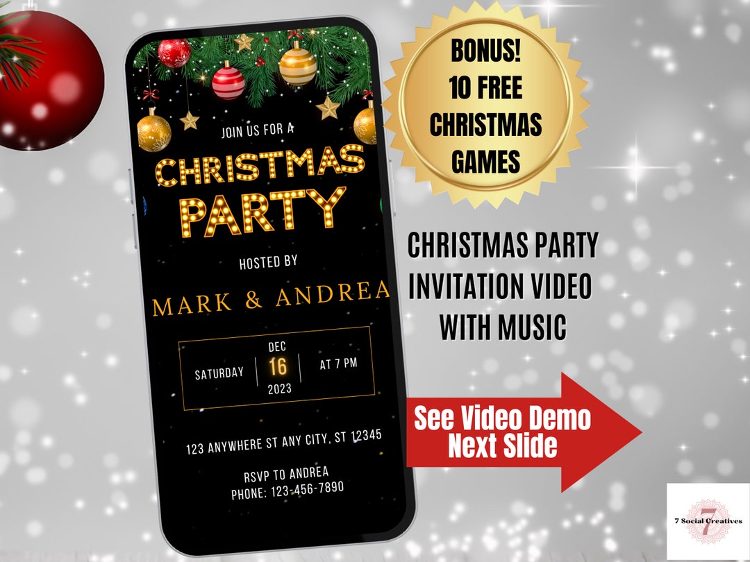 Digital Christmas Party Invitation. Editable Holiday or Work Party ...