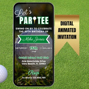Golf Birthday Invite. Digital Animated Par-tee Invitation. Mens Golfing ...