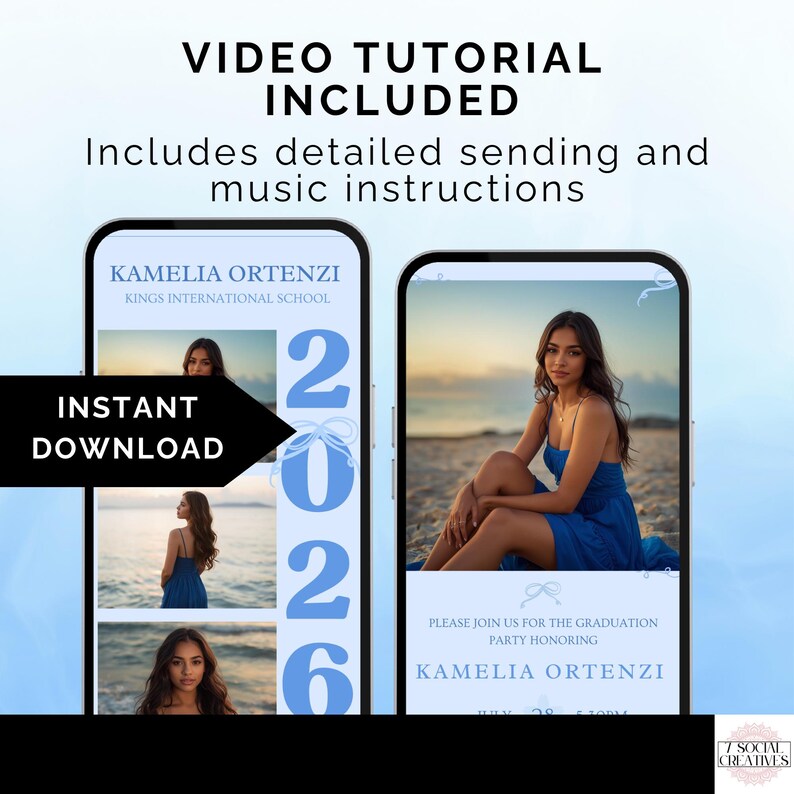 Blue Graduation Announcement Invitation With Thank You. Digital Girls ...