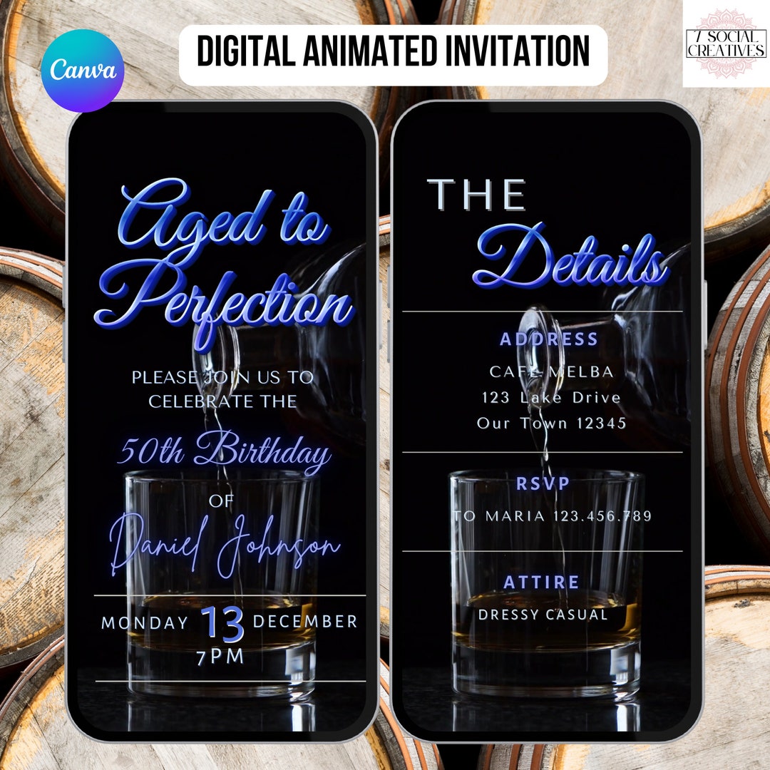 Invitación de cumpleaños con whisky. Invitación a fiesta digital ...