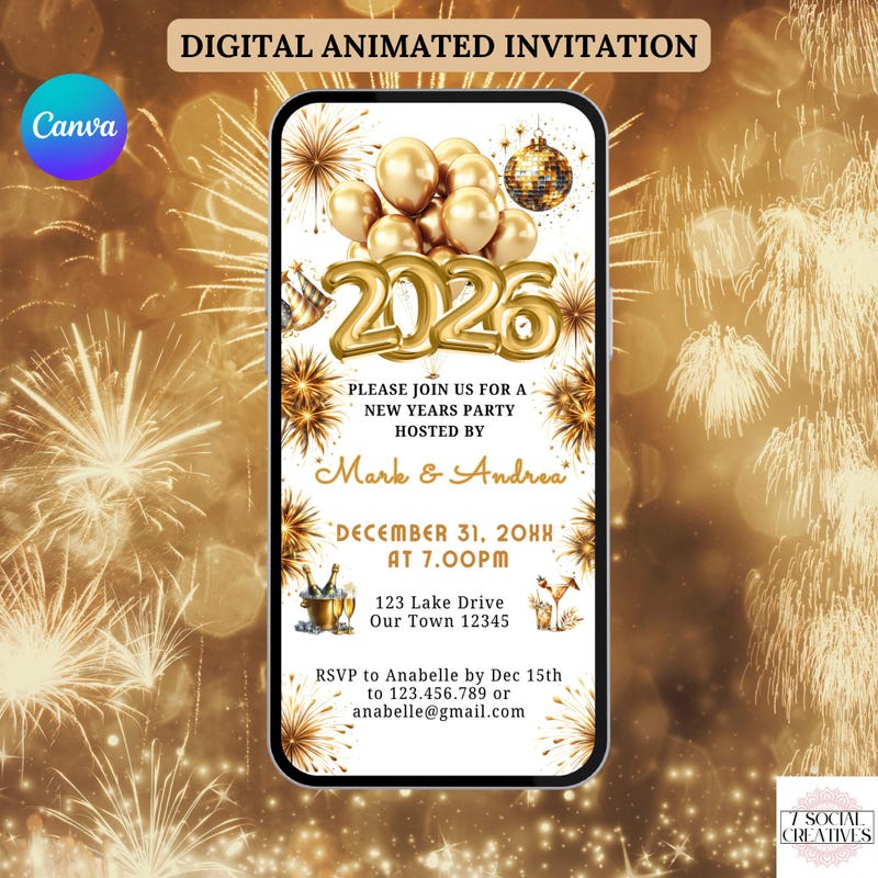 New Years Animated Evite - Etsy