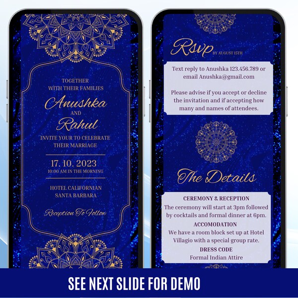 Blue Indian Wedding Invitation - Etsy