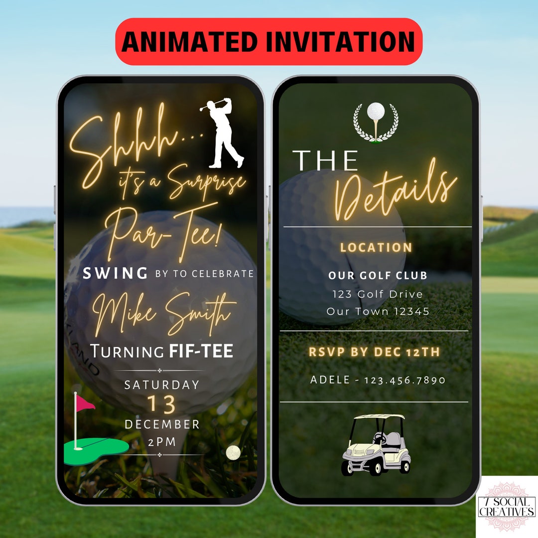 Golf Birthday Invite. Digital Surprise Birthday Party Invitation for ...