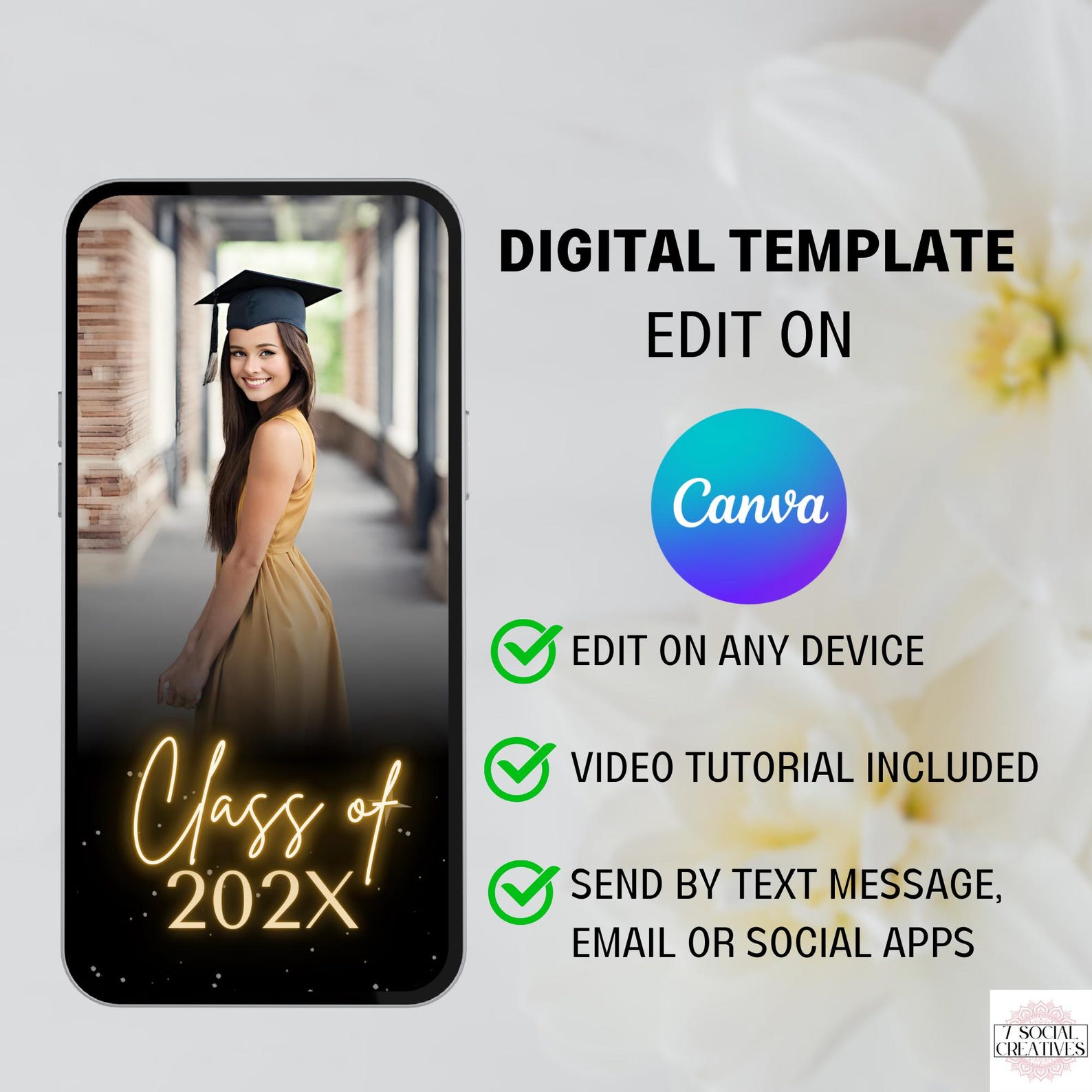 Graduation Lunch Invitation With Photo. Digital Black and Gold Class of ...