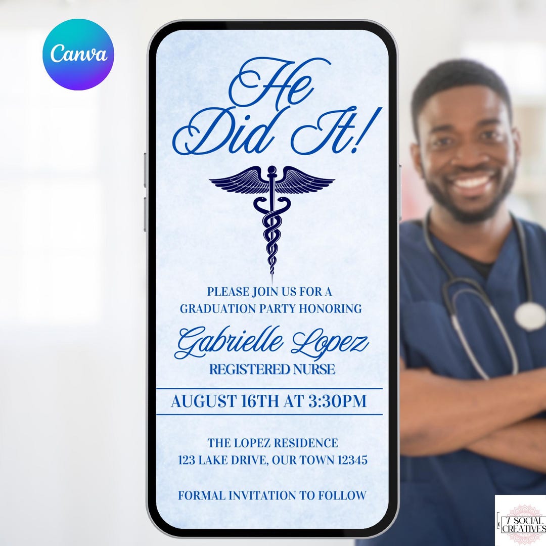 Nurse Graduation Party Invitation. Digital Nursing Grad or Pinning ...
