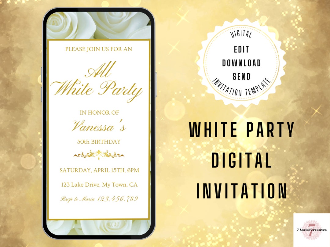 White Party Invite. This Invitation is Perfect for A White Out Birthday ...