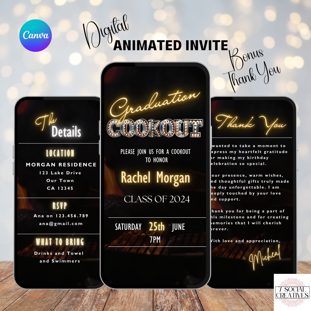 Graduation Cookout Invitation. Digital Class of 2024 BBQ Party Invite ...