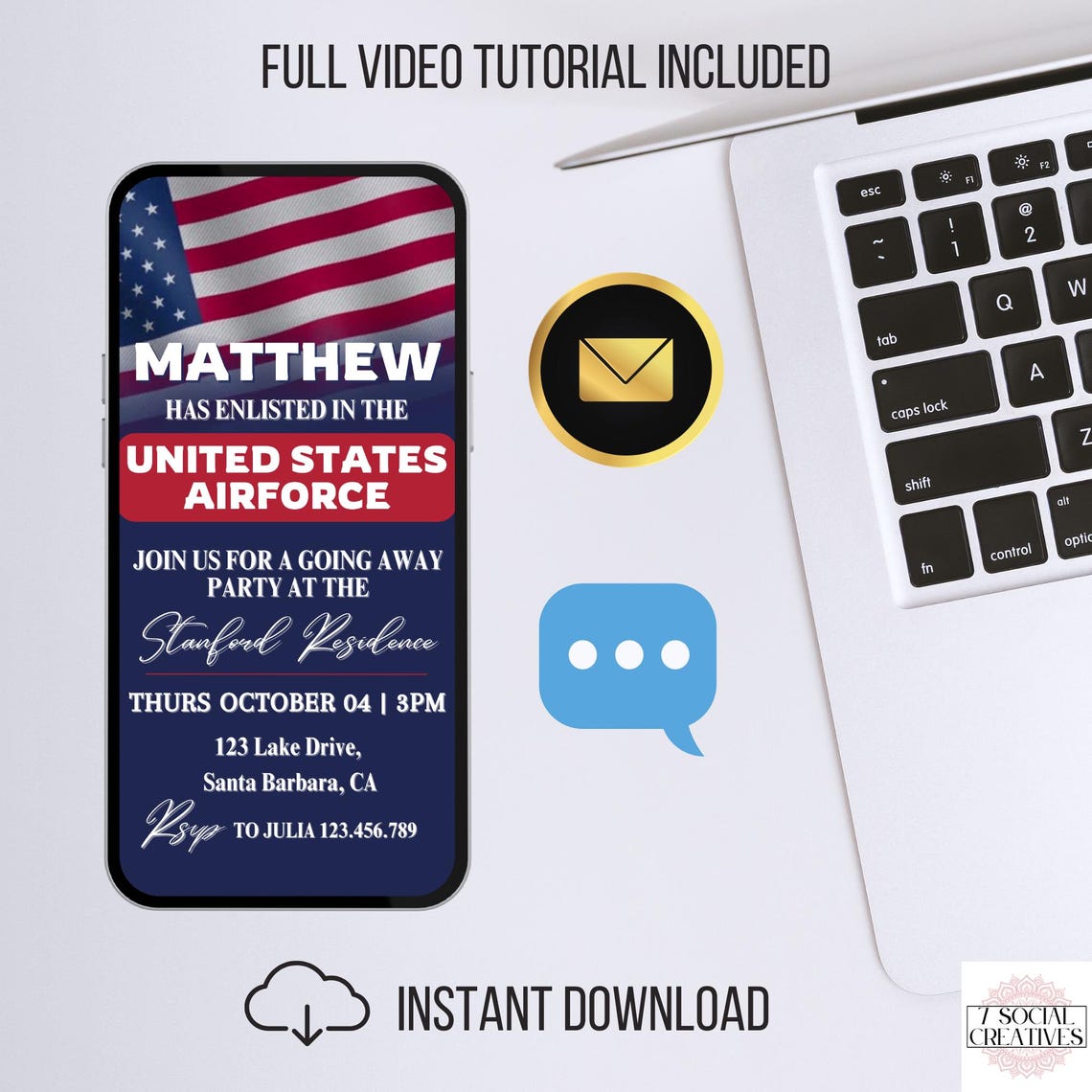Military Enlistment Going Away Party Invitation. Digital National Guard ...