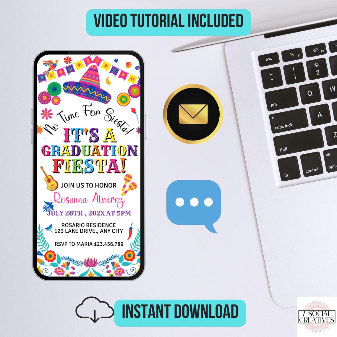 Graduation Fiesta Invite. Digital Mexican Theme 2026 Graduate ...