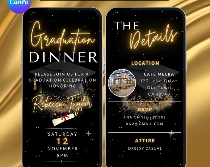 Printable Graduation Dinner Party Invitation Template, Grad Party ...