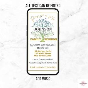 Family Reunion Invitation. Animated Digital Family Tree Party Invite ...