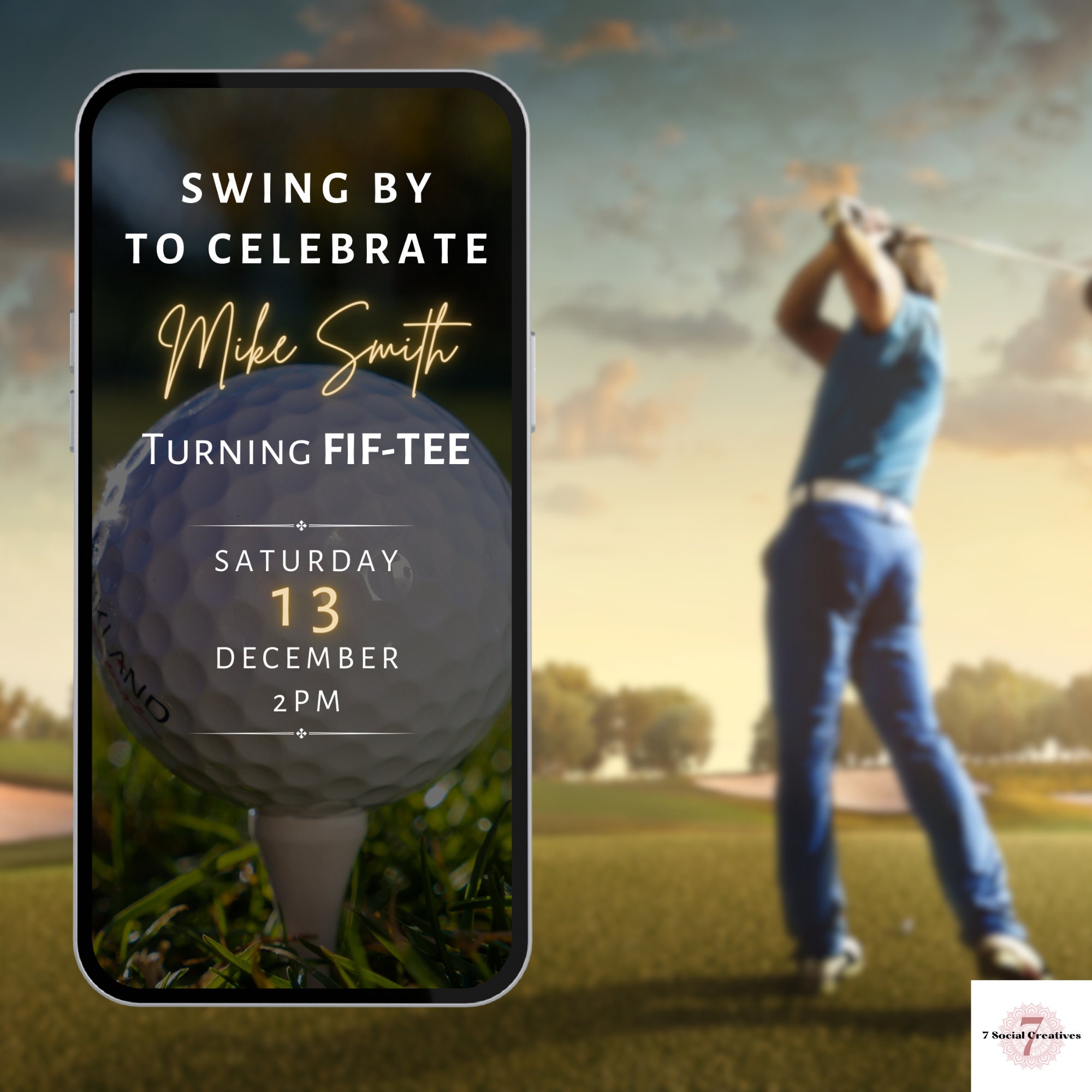 Surprise Golf Birthday Invite. Digital Par Tee Invitation for Golfers ...