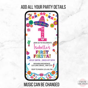 1st Fiesta Birthday Invitation. Digital Mexican Party Theme Invite ...