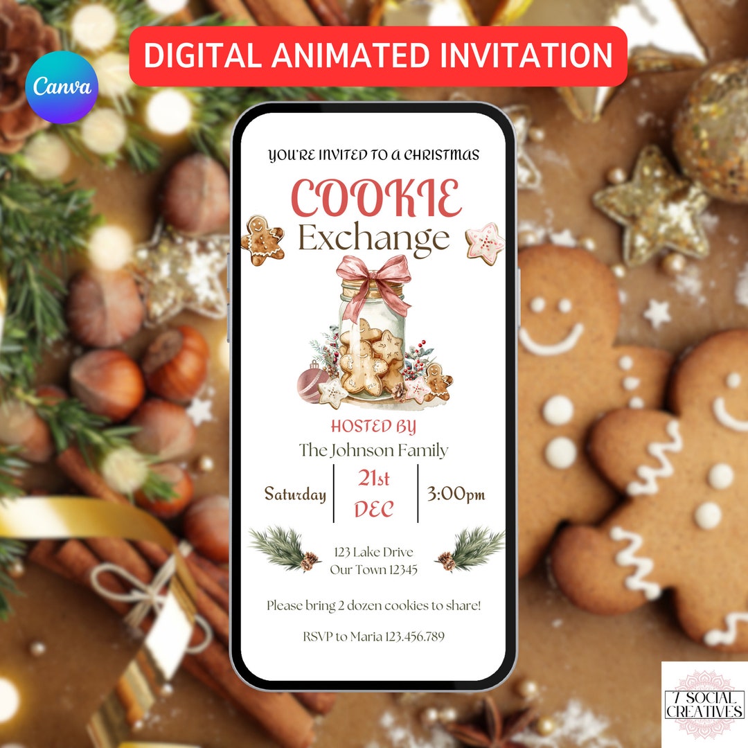Christmas Cookie Exchange Invitation. Digital Animated Holiday Party ...