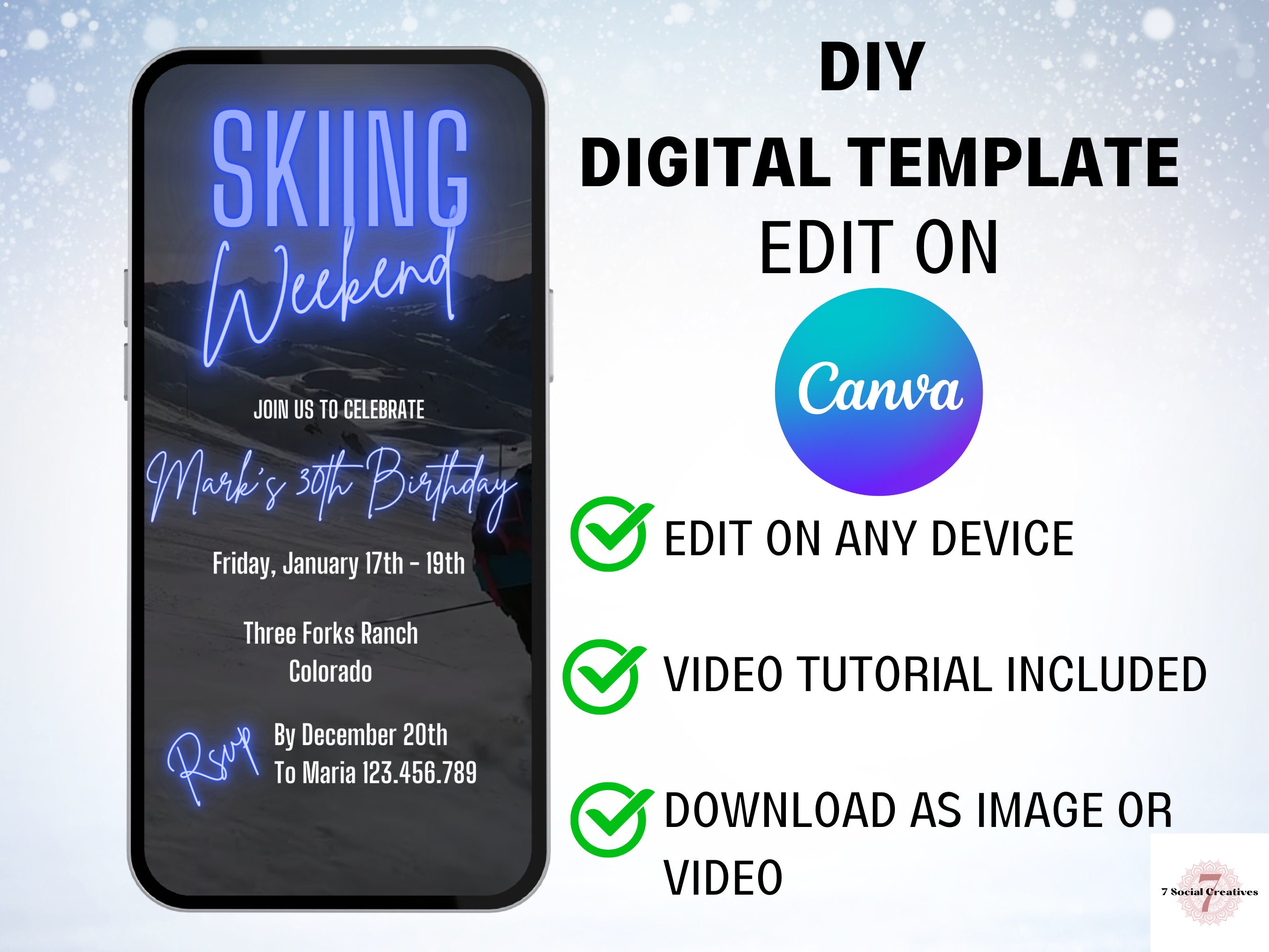 Skiing Trip Itinerary Invitation. Animated Digital Aspen Ski Holiday ...