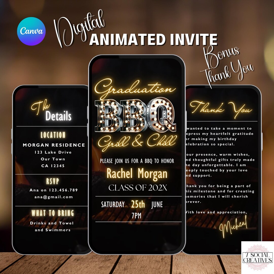 Graduation Cookout Invitation. Digital Class of 2025 BBQ Party Invite ...