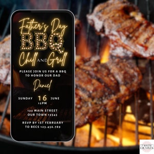 Father's Day BBQ Invitation. Digital Barbeque Party Invite to Honor Dad ...