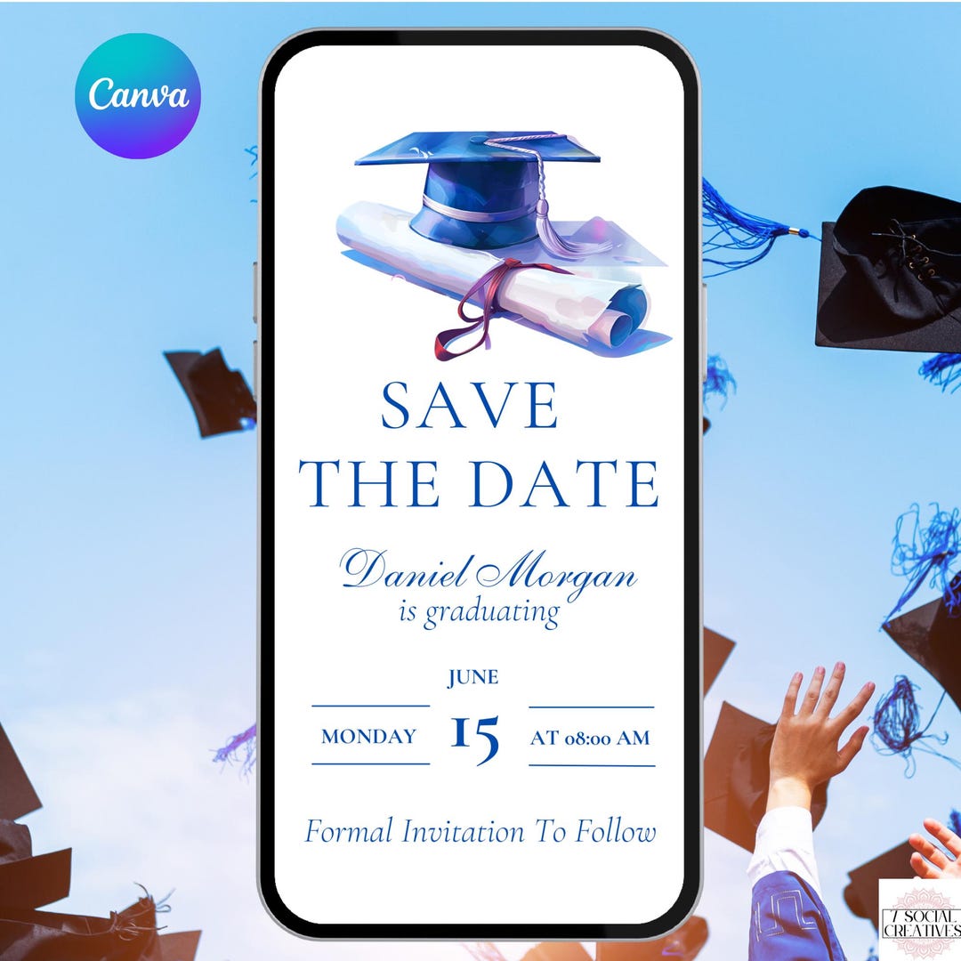 Graduation Save the Date Invitation. Digital College or High School ...
