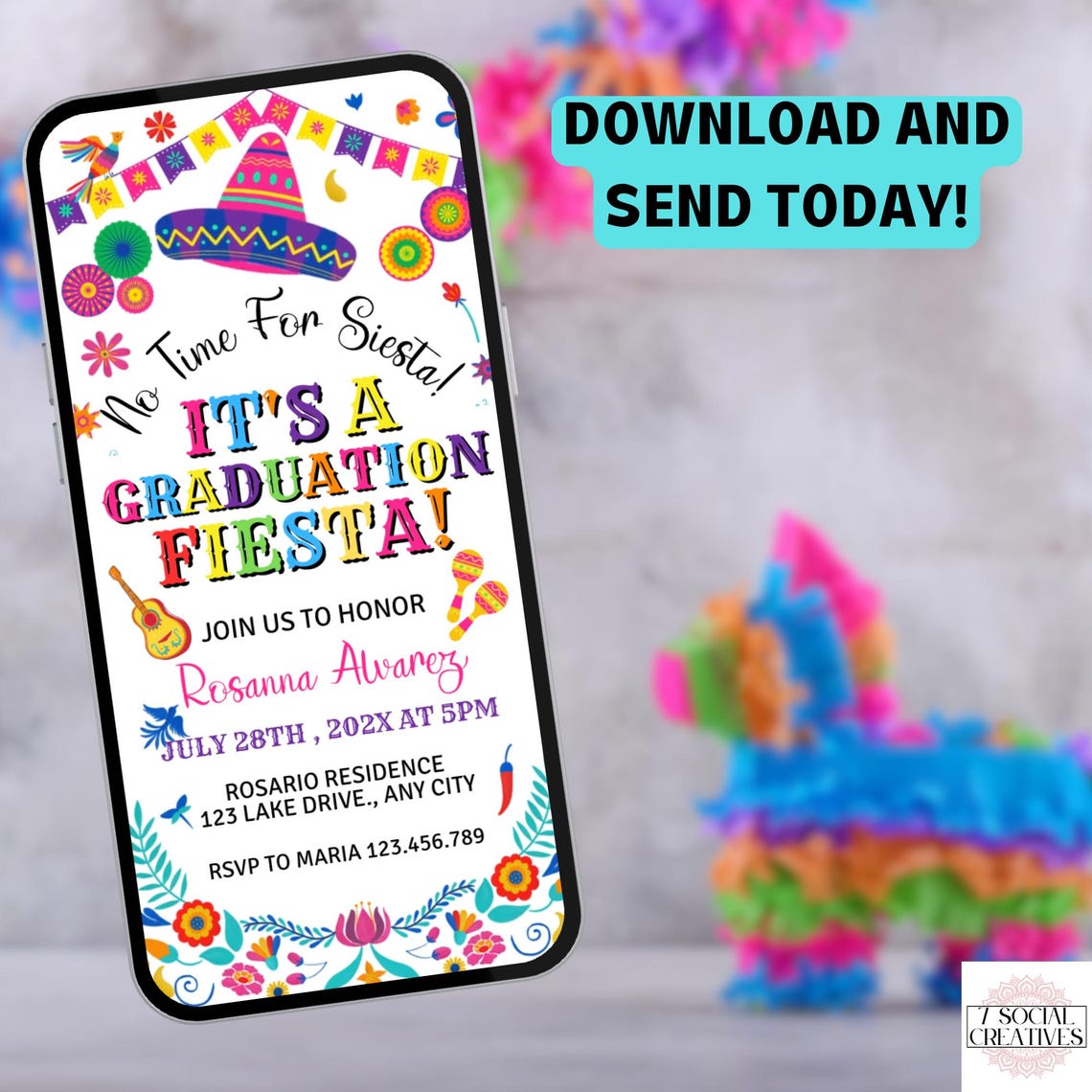 Graduation Fiesta Invite. Digital Mexican Theme 2026 Graduate ...