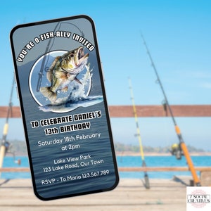 Digital Fishing Party Invitation. Animated Fish Theme Birthday Invite ...