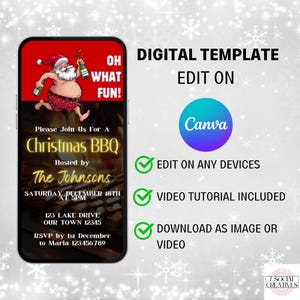 Funny Christmas BBQ Invitation With Flames. Digital Animated Summer ...