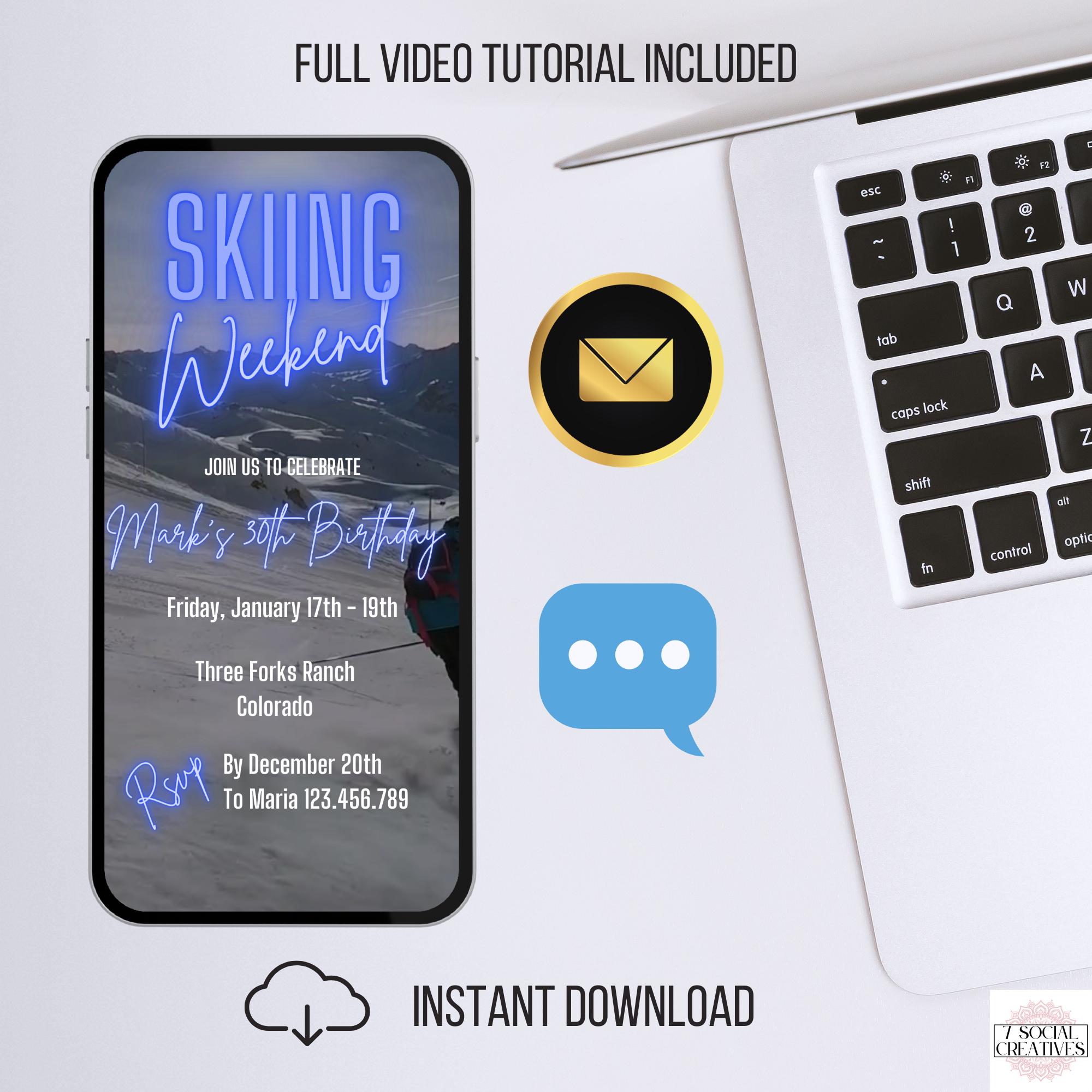 Skiing Trip Itinerary Invitation. Animated Digital Aspen Ski Weekend ...