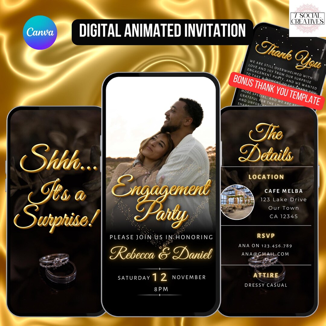 Surprise Engagement Party Invitation With Photo and Bonus Thank You ...