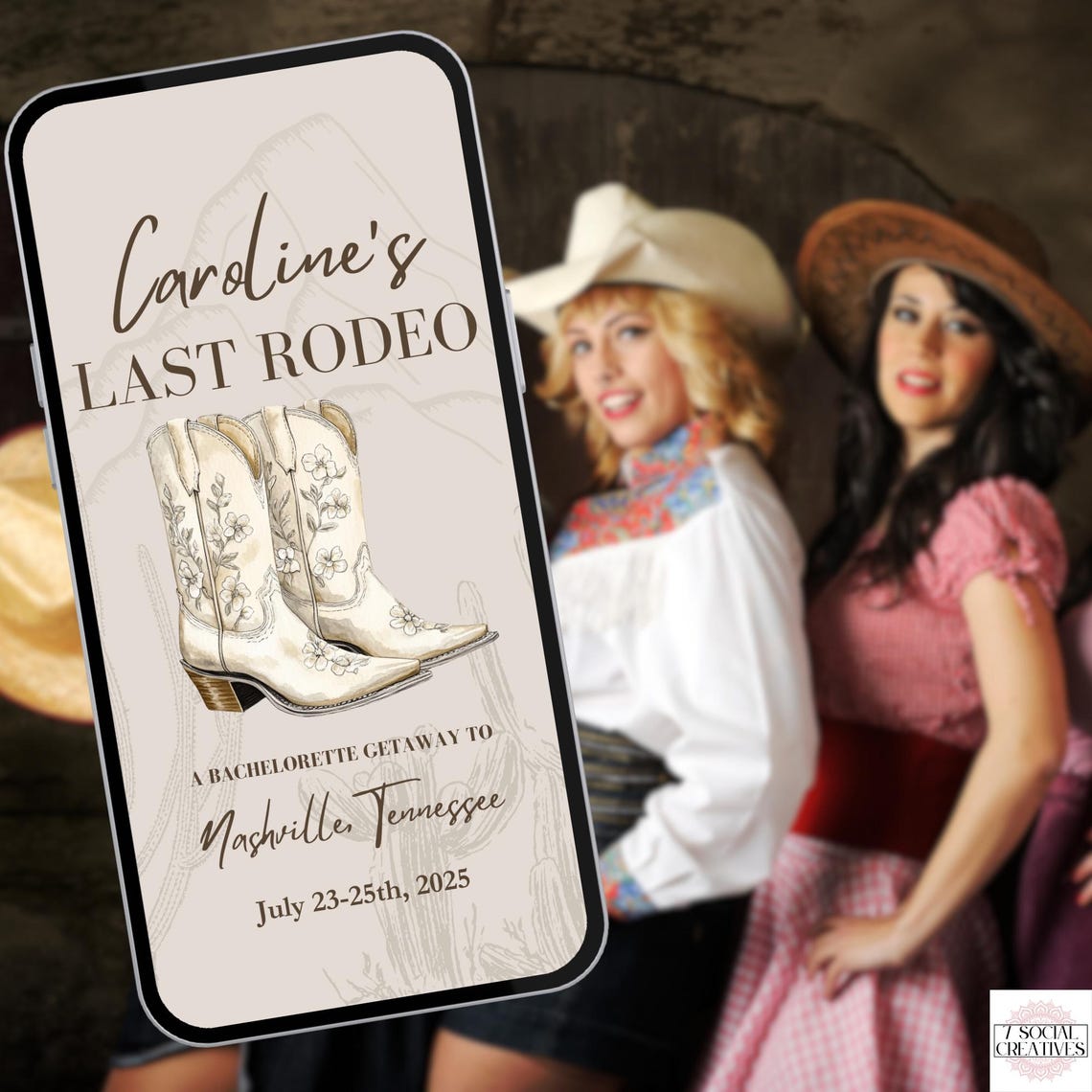 Last Rodeo Bachelorette Invitation Itinerary. Digital Nashville Cowgirl ...