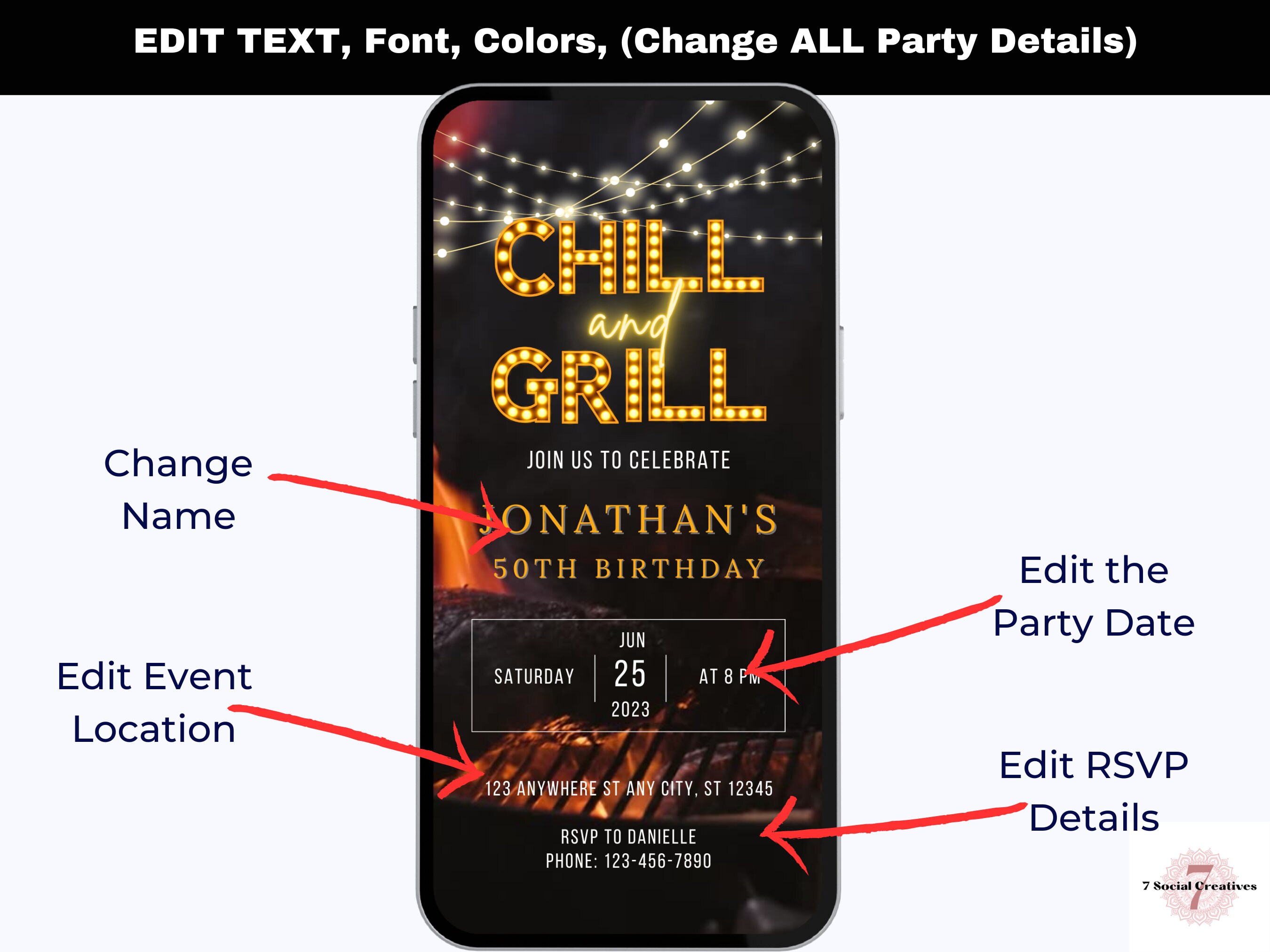 Chill and Grill BBQ Invitation. Digital Animated Men or Womens Backyard ...