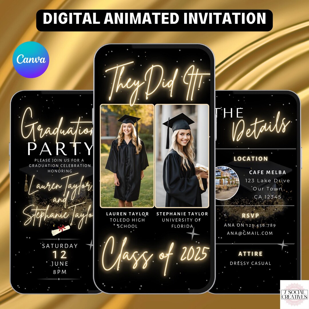 Double Graduation Party Invitation. Digital Class of 2025 Grad Invite ...