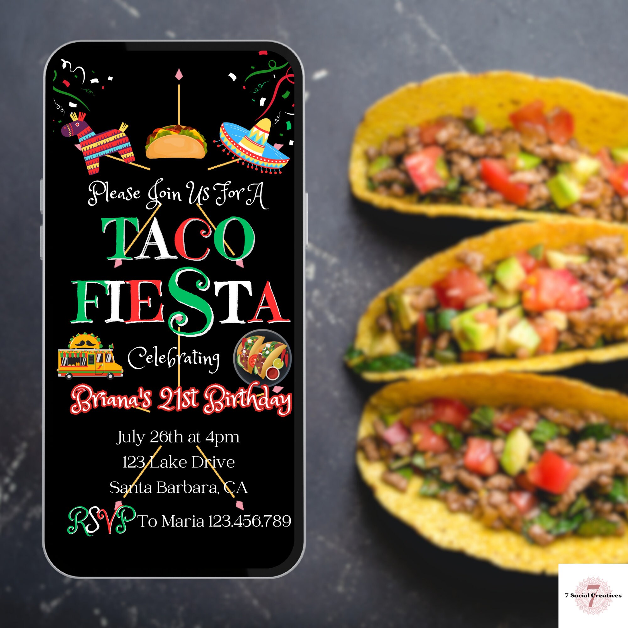 Digital Taco Birthday Invitation. Animated Taco Tuesday Mexican Theme ...