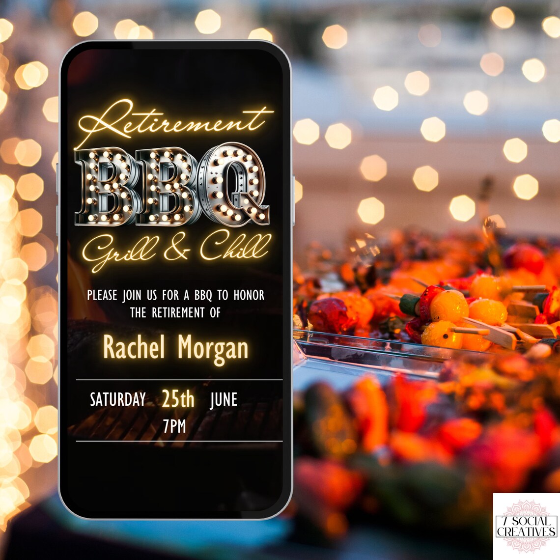 Retirement BBQ Invitation With Bonus Thank You. Digital Mens or Womens ...
