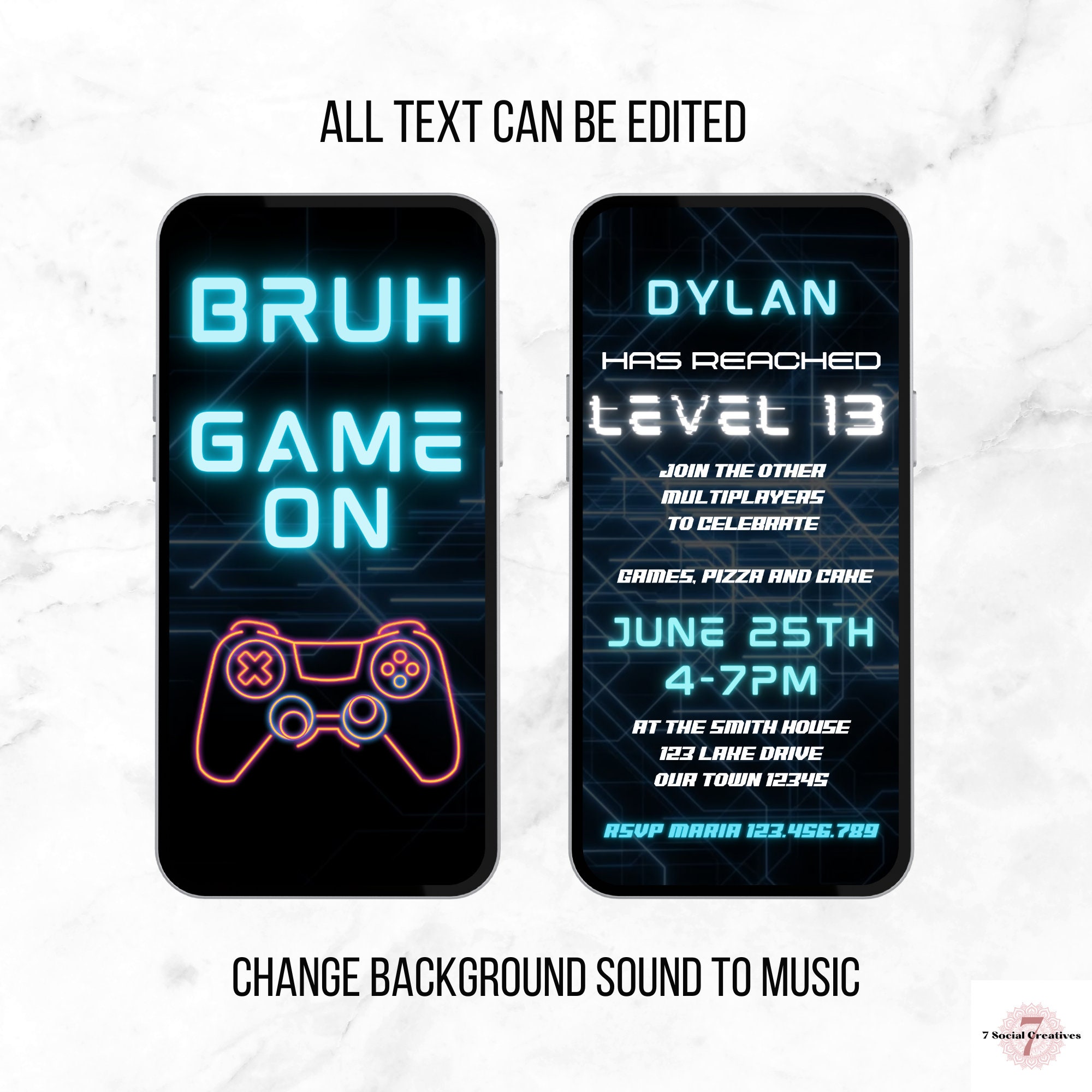 Digital Boys Gaming Invitation. Boy Video Game Party Invite. Animated ...