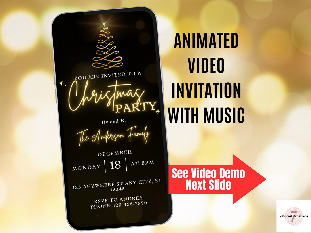 Digital Christmas Party Invitation Template. Editable Xmas Dinner, Work ...