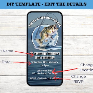Digital Fishing Party Invitation. Animated Fish Theme Birthday Invite ...