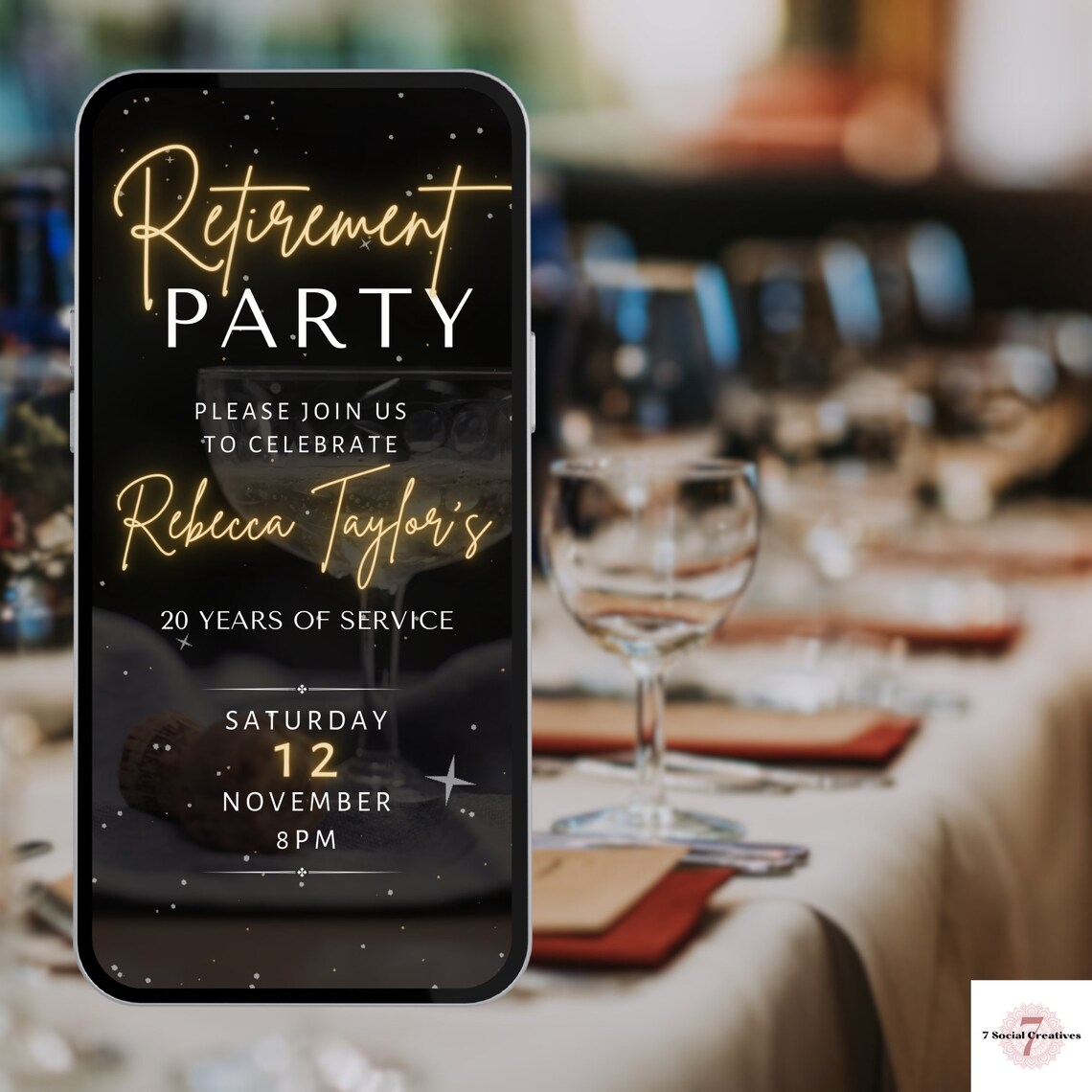 Retirement Party Invitation. Digital Animated Black and Gold Retired ...
